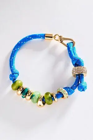 Anthropologie Beaded Ankle Charm Bracelet - Blue