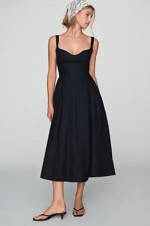 REFORMATION Linen Midi Dress - Black