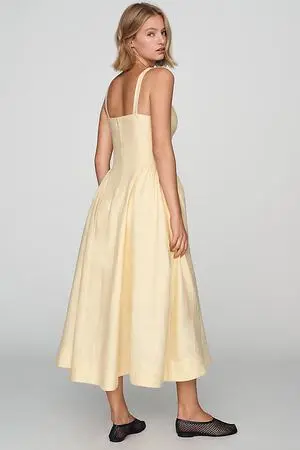 REFORMATION Linen Midi Dress - Ray Of Light