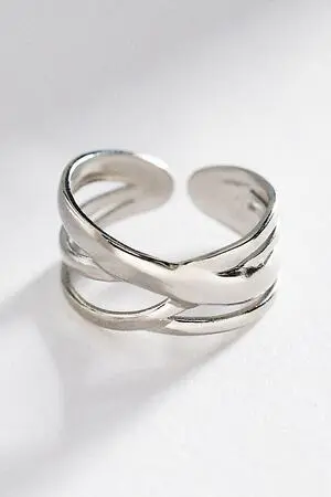 Anthropologie Water-resistant Open Stacked Band Rg - Silver