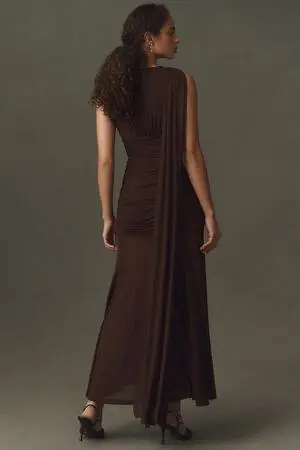 Bardot Alverie Mesh Maxi Dress - Chocolate