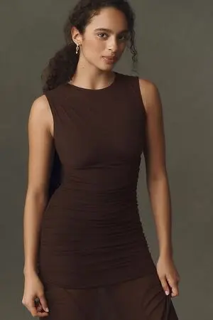 Bardot Alverie Mesh Maxi Dress - Chocolate