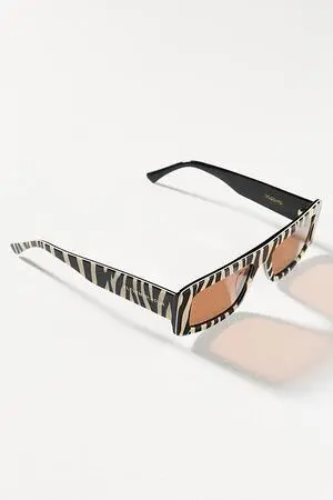 ELEVENTH HOUR Slim Rectangle Patterned Sunglasses - Zebra