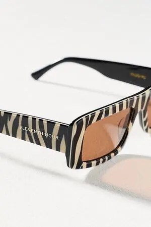 ELEVENTH HOUR Slim Rectangle Patterned Sunglasses - Zebra