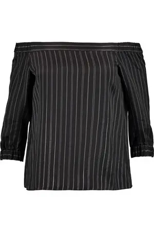 Tibi Offtheshoulder Striped Satintwill Top