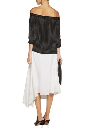 Tibi Offtheshoulder Striped Satintwill Top