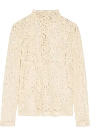 Dkny Flocked Lace Top - Beige