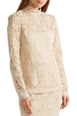 Dkny Flocked Lace Top