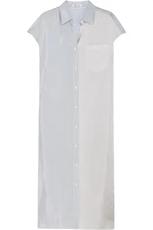 Alexander Wang Striped Satin Shirt Dress - Blue