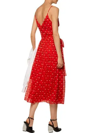CHRISTOPHER KANE Pleated Printed Silk Crepe De Chine Midi Dress