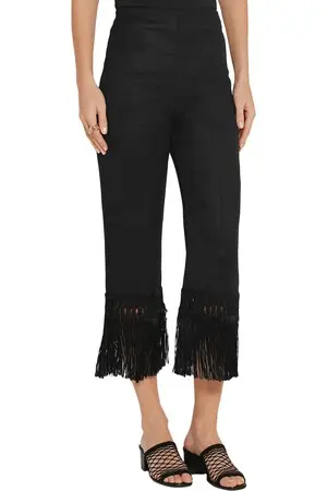 Edun Cropped Macramétrimmed Woolblend Straightleg Pants