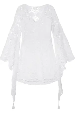 Miguelina Shirley Cotton Crocheted Lace Mini Dress - White