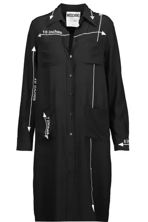 Moschino Embroidered Silk Crepe De Chine Dress - Black