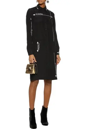 Moschino Embroidered Silk Crepe De Chine Dress