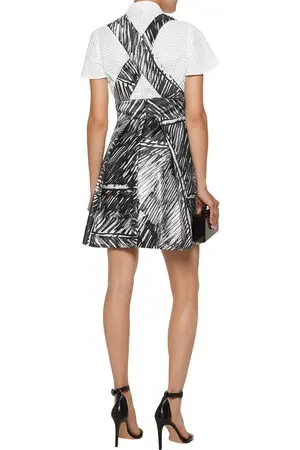 MILLY Elisa Pleated Printed Satintwill Mini Dress
