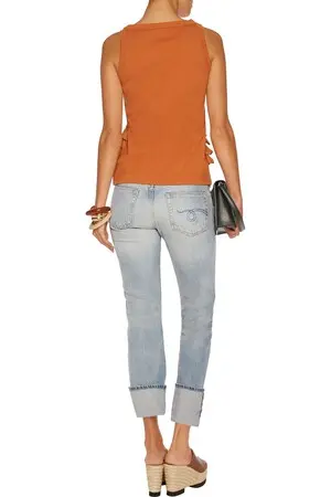 Marni Paneled Cotton-jersey Top With Ruffled Voile