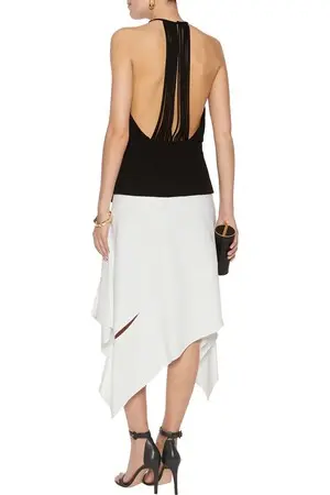 Halston Cutout Crepe De Chine Top