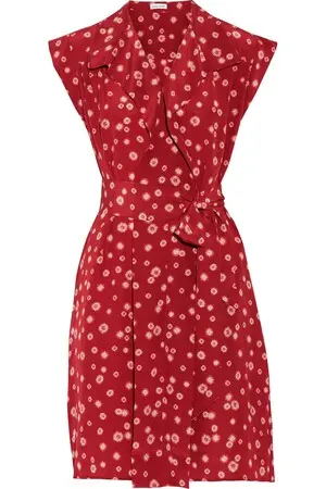 Tomas Maier Ruffled Printed Silk Crepe De Chine Dress - Claret