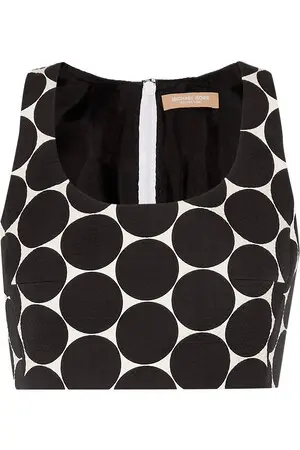 Michael Kors Cropped Polka Dot Matelassé Top
