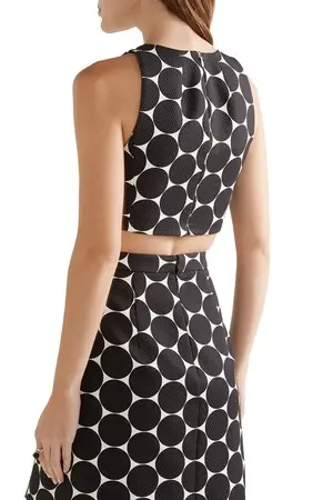 Michael Kors Cropped Polka Dot Matelassé Top