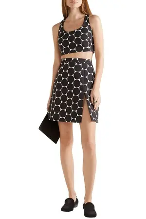 Michael Kors Cropped Polka Dot Matelassé Top