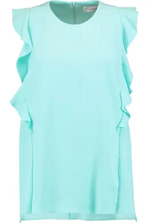 Carven Ruffled Crepe Top - Mint