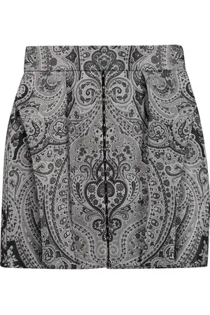 Balmain Pleated Brocade Mini Skirt - Anthracite