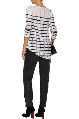 Alexander Wang Open Knittrimmed Striped Merino Wool Sweater