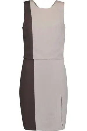Halston Twotone Crepe Mini Dress