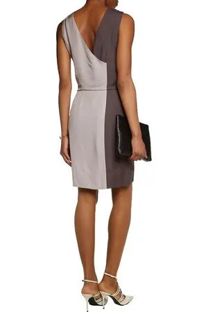 Halston Twotone Crepe Mini Dress
