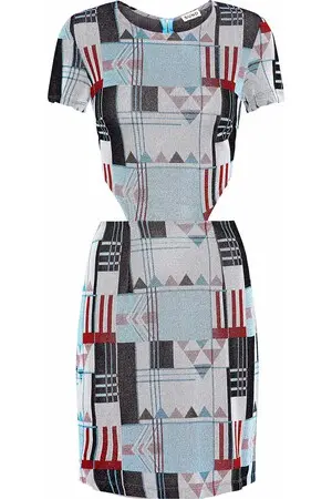 Suno Cutout Metallic Jacquard-knit Mini Dress - Blue