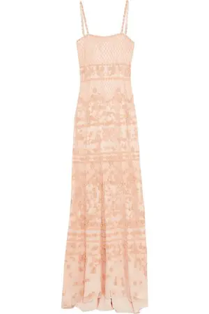 MIKAEL AGHAL Beaded Tulle Gown - Peach