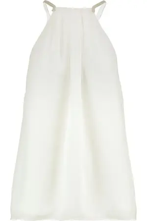 Halston Chainembellished Crepe De Chine Top - Ivory