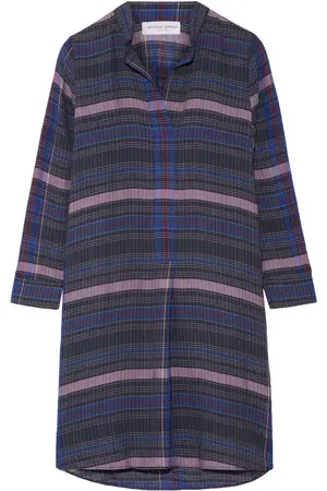 APIECE APART Namina Checked Voile Shirt Dress - Midnight Blue