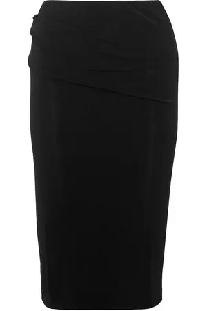 BY MALENE BIRGER Eminnio Ruched Stretchcrepe Pencil Skirt - Black
