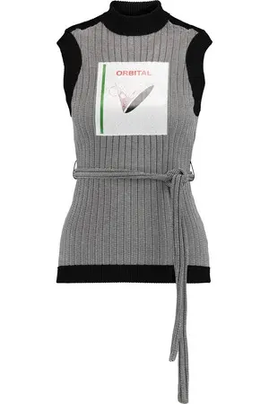 JW Anderson Appliquéd Ribbedknit Top - Black