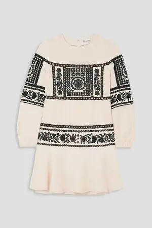 Red Valentino Broderie Anglaise Crepe Mini Dress - Ecru