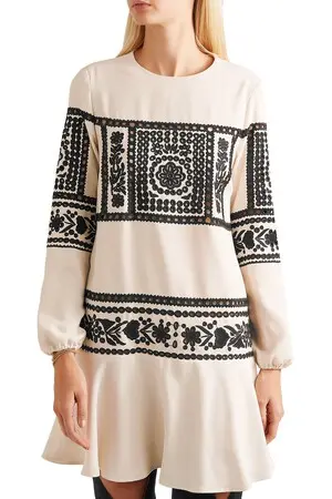 Red Valentino Broderie Anglaise Crepe Mini Dress