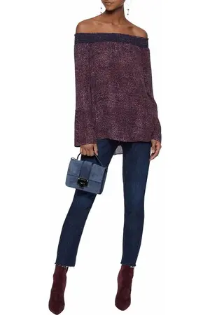 Derek Lam 10 Crosby Offtheshoulder Shirred Printed Silkvoile Top