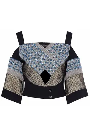Roland Mouret Coldshoulder Broderie Anglaise And Cady Jacket - Black