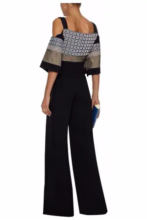 Roland Mouret Coldshoulder Broderie Anglaise And Cady Jacket