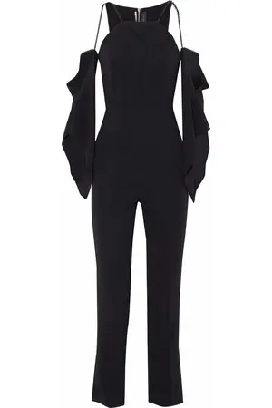 Roland Mouret Coldshoulder Draped Crepe Blouse - Black