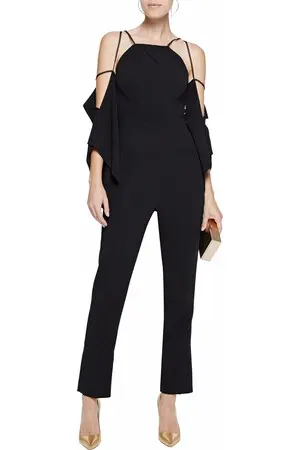 Roland Mouret Coldshoulder Draped Crepe Blouse