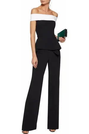 Roland Mouret Offtheshoulder Twotone Cady Peplum Jumpsuit