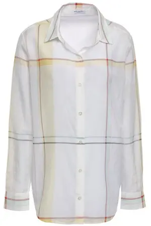 Equipment Essential Checked Cotton And Silkblend Shirt - Ivory