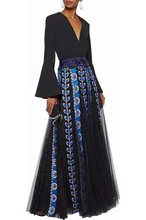 MARY KATRANTZOU Embroidered Tulle Maxi Skirt