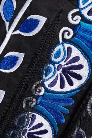MARY KATRANTZOU Embroidered Tulle Maxi Skirt