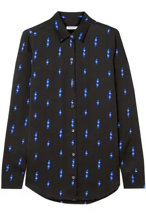 Equipment Essential Printed Washedcrepe Shirt - Black