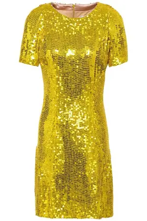 Galvan Sequined Silkchiffon Mini Dress - Yellow