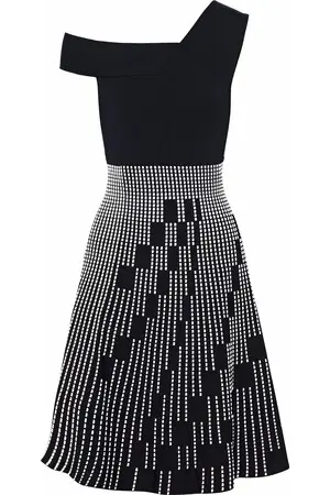 Roland Mouret Oneshoulder Embroidered Ponte Dress - Black